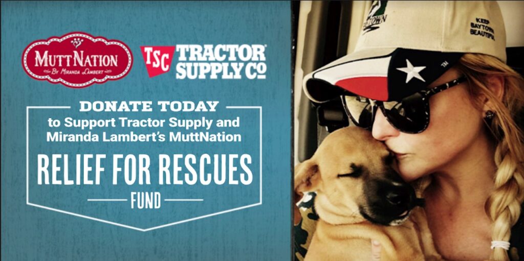 Tractor Supply partners with Miranda Lambert's MuttNation Foundation