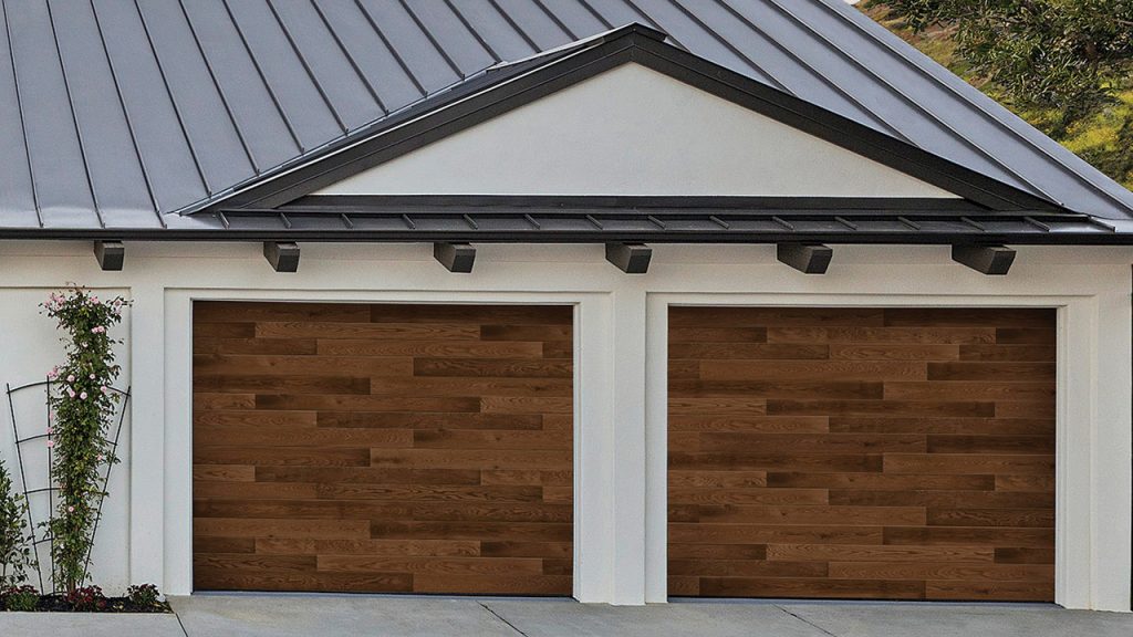 Modern Steel Ultra-Grain Plank Garage Door